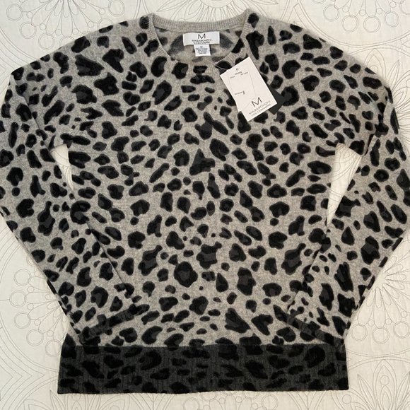 Magaschoni | Sweaters | Magaschoni Grey Leopard 0 Cashmere Sweater Nwt ...